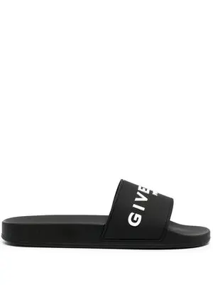 Givenchy Embossed-logo Faux-leather Slides