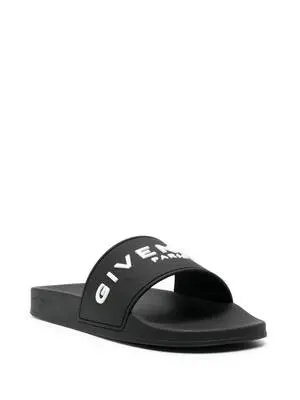 Givenchy Embossed-logo Faux-leather Slides