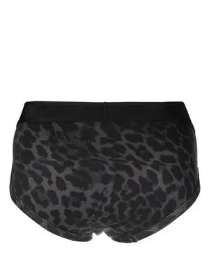 TOM FORD Logo-band Leopard-print Briefs - Grey