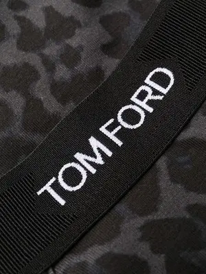 TOM FORD Logo-band Leopard-print Briefs - Grey