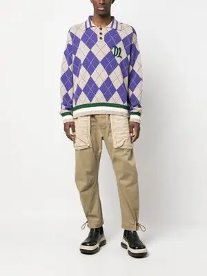 Dsquared2 Argyle Check Polo Collar Jumper
