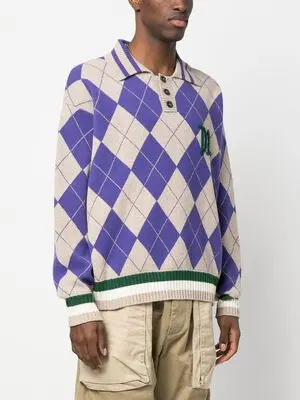 Dsquared2 Argyle Check Polo Collar Jumper