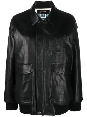 Dsquared2 Zipped Goatskin Bomber Jacket