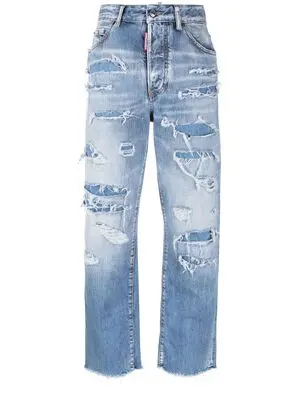 Dsquared2 Distressed Cropped Jeans - Blue