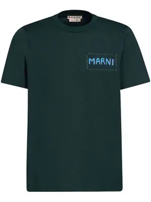 Marni Logo-patch Cotton T-shirt - Blue