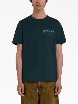 Marni Logo-patch Cotton T-shirt - Blue
