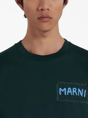 Marni Logo-patch Cotton T-shirt - Blue