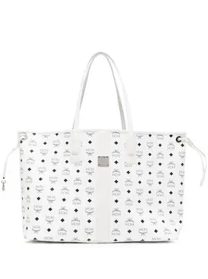 Mcm Large Liz Reversible Tote Bag - White