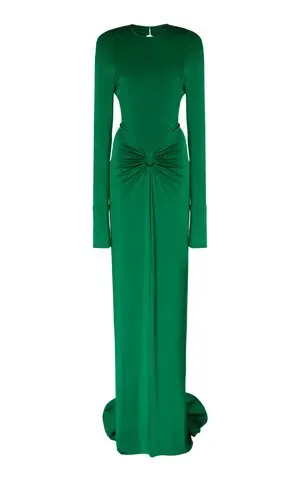 Victoria Beckham Gathered Open Back Gown  Uk 10 Green
