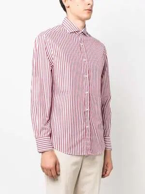 Brunello Cucinelli Striped Long-sleeved Cotton Shirt