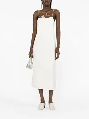 JIL SANDER Feather-trim Slip Dress