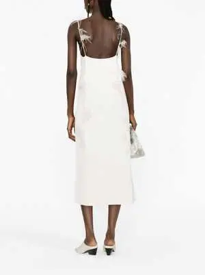 JIL SANDER Feather-trim Slip Dress