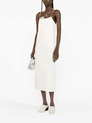 JIL SANDER Feather-trim Slip Dress