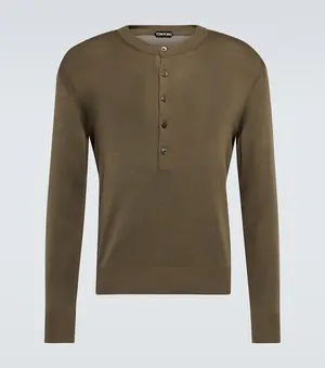 TOM FORD Tom Ford Silk Henley Shirt Green