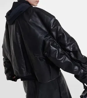Balenciaga Oversized Leather Bomber Jacket