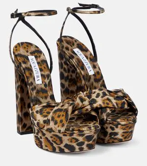 AQUAZZURA Olie Plateau 140 Leopard-print Sandals - Brown