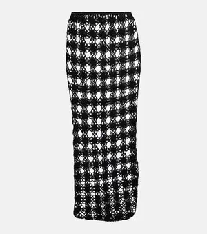 Anna Kosturova Open-knit Cotton Midi Skirt - Black