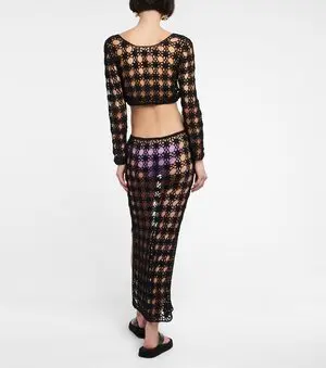 Anna Kosturova Open-knit Cotton Midi Skirt