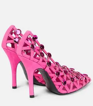 Attico Grid Crystal-embellished Pumps - Pink