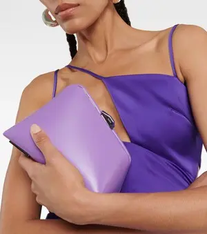 Attico Embellished Leather Clutch - Purple