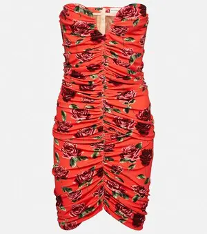 Magda Butrym Floral Ruched Mini Dress - Red