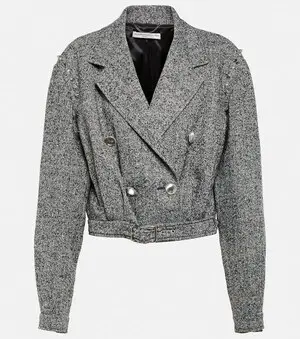 Alessandra Rich Herringbone Wool-blend Jacket