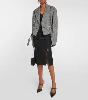 Alessandra Rich Herringbone Wool-blend Jacket