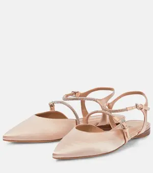 Max Mara Flos Embellished Satin Ballet Flats