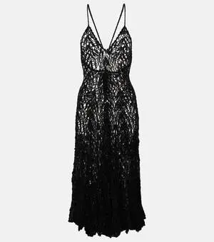 Anna Kosturova Open-knit Cotton Midi Dress - Black