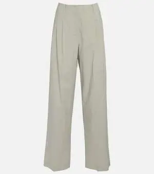 THE ROW Gaugin High-rise Wide-leg Cotton Pants - Beige