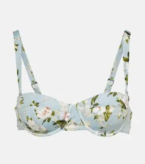 Erdem Chun Floral Bikini Top - Green