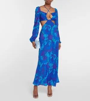 Rixo Kamilla Printed Maxi Dress - Blue-0