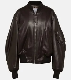 Attico Anja Leather Bomber Jacket
