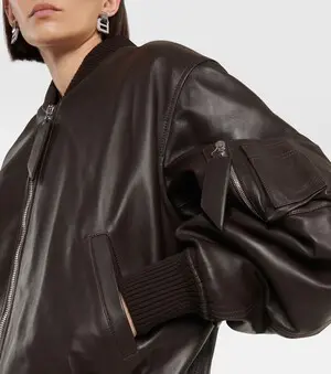 Attico Anja Leather Bomber Jacket