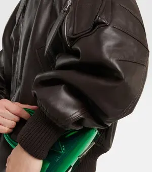 Attico Anja Leather Bomber Jacket