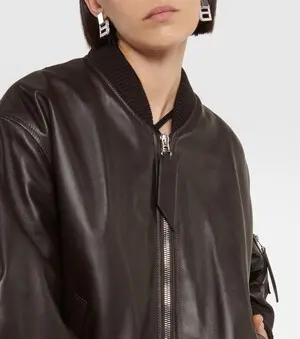Attico Anja Leather Bomber Jacket
