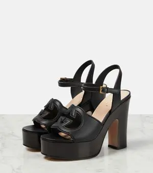 Gucci Interlocking G Leather Platform Sandals