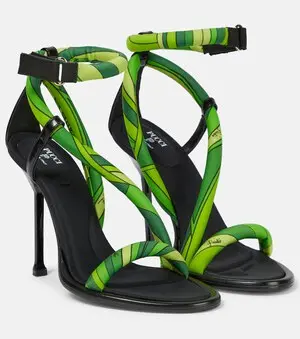 Emilio Pucci Iride Leather-trimmed Sandals - Green