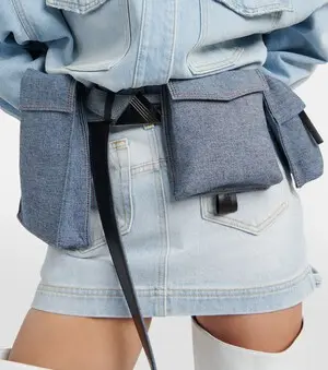 Attico Denim And Leather Belt With Pockets