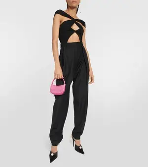 Magda Butrym Appliqué Embellished Satin Mules - Black
