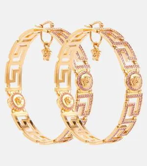 Versace Greca Crystal-embellished Hoop Earrings