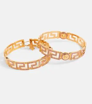 Versace Greca Crystal-embellished Hoop Earrings