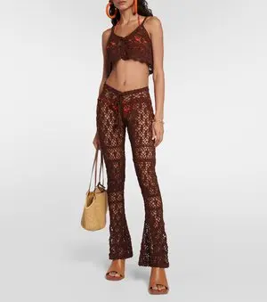 Anna Kosturova Crochet Cropped Top - Brown