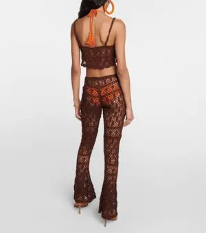 Anna Kosturova Crochet Cropped Top - Brown