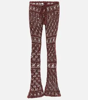 Anna Kosturova Mid-rise Crochet Pants - Brown