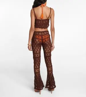 Anna Kosturova Mid-rise Crochet Pants