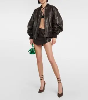 Attico Leather Miniskirt