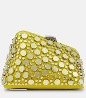Attico Midnight Mini Embellished Leather Clutch - Yellow