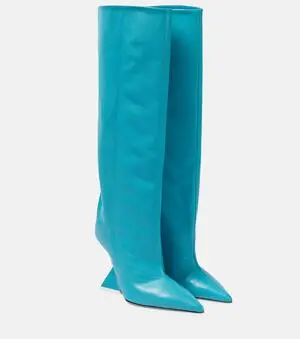 Attico Cheope Leather Knee-high Boots - Blue