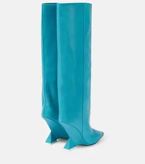 Attico Cheope Leather Knee-high Boots - Blue